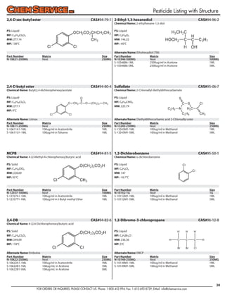 Chem Service Inc Pesticide Reference Standards Catalogue | PDF