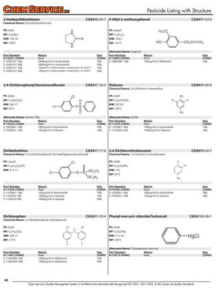 Chem Service Inc Pesticide Reference Standards Catalogue | PDF