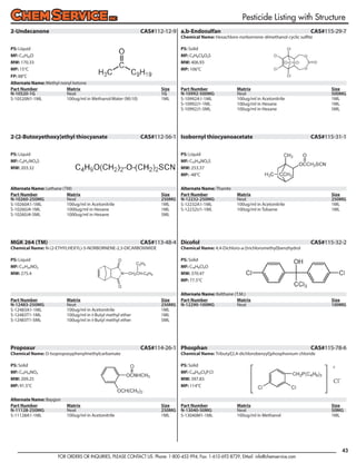 Chem Service Inc Pesticide Reference Standards Catalogue | PDF