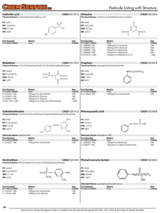 Chem Service Inc Pesticide Reference Standards Catalogue | PDF