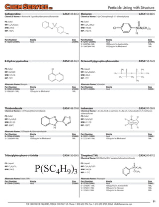 Chem Service Inc Pesticide Reference Standards Catalogue | PDF