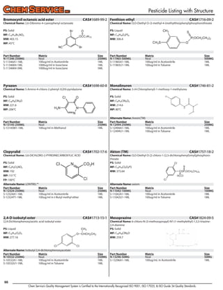 Chem Service Inc Pesticide Reference Standards Catalogue | PDF