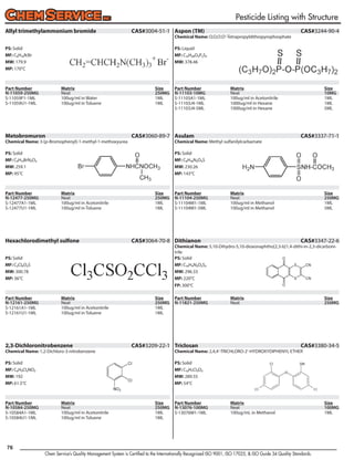 Chem Service Inc Pesticide Reference Standards Catalogue | PDF