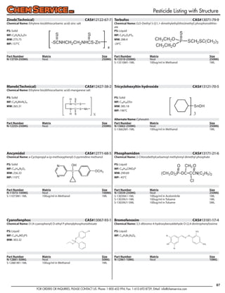 Chem Service Inc Pesticide Reference Standards Catalogue | PDF