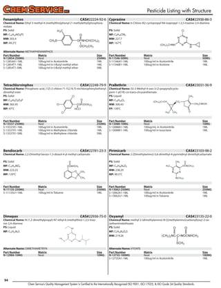 Chem Service Inc Pesticide Reference Standards Catalogue | PDF