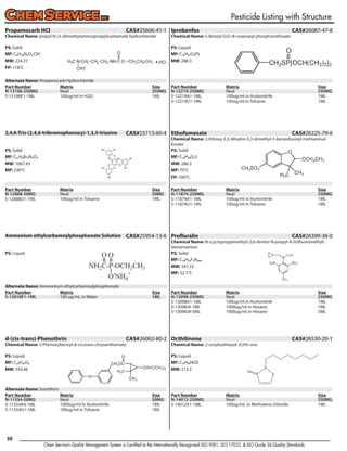 Chem Service Inc Pesticide Reference Standards Catalogue | PDF