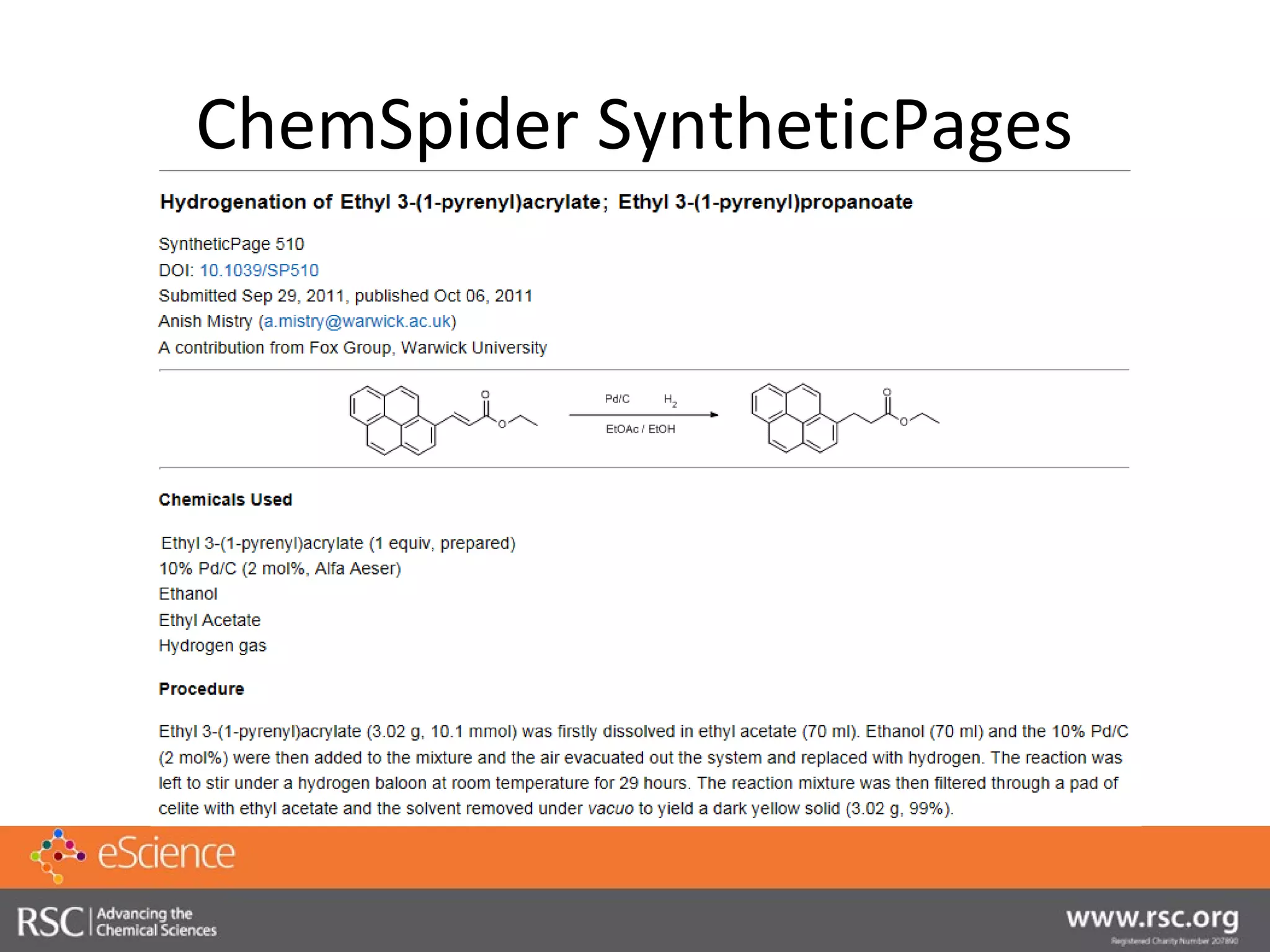 ChemSpider – disseminating data and enabling an abundance of chemistry ...