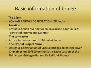 conceptual desig of Chenab bridge | PPTX