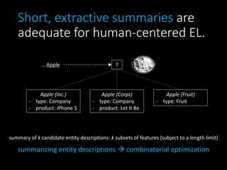 Summarizing Entity Descriptions for Effective and Efficient Human-centered Entity Linking | PPTX