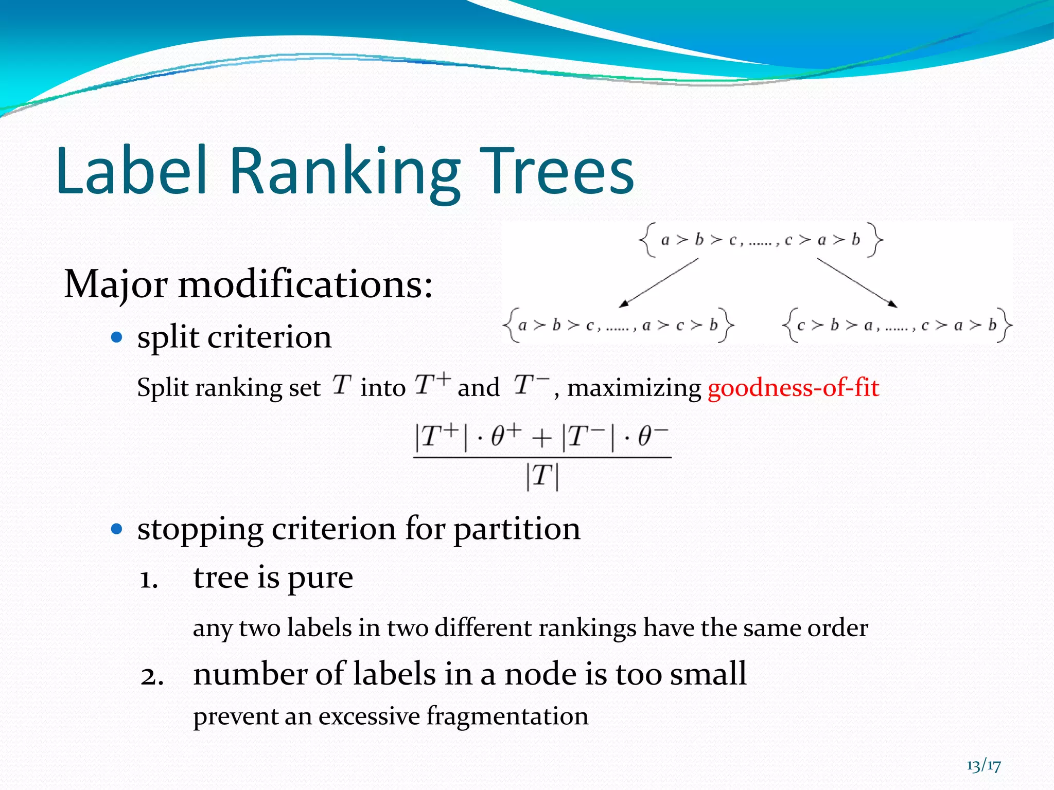 Decision tree and instance-based learning for label ranking | PPT