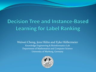 Decision tree and instance-based learning for label ranking | PPT