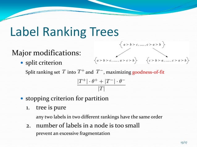 Decision tree and instance-based learning for label ranking | PPT