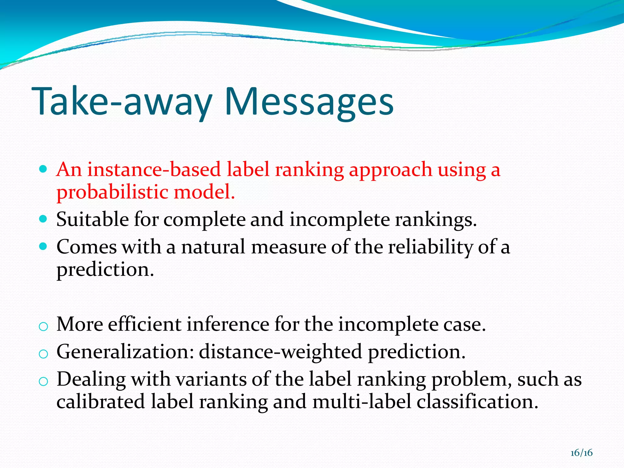 A new instance-based label ranking approach using the Mallows model | PPT
