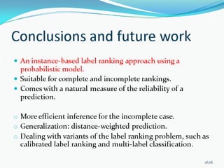 Instance based label ranking using the Mallows models | PPT
