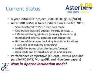 Chen li asterix db： 大数据处理开源平台 | PPT