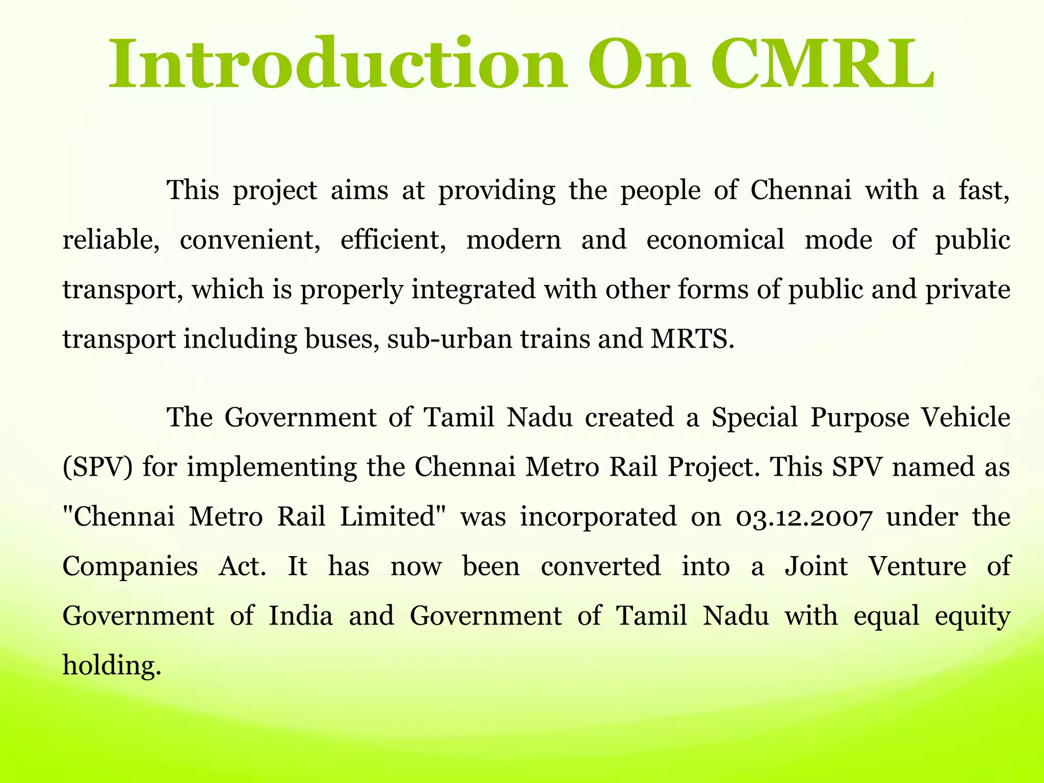 Chennai metro rail | PPTX