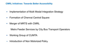 CMRL - Urban Design Analysis | PDF | Rail Travel | Travel Type
