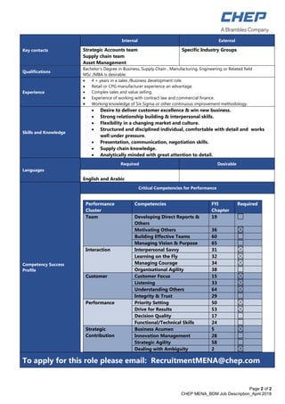 Careers at CHEP MENA - Business Development Manager | PDF