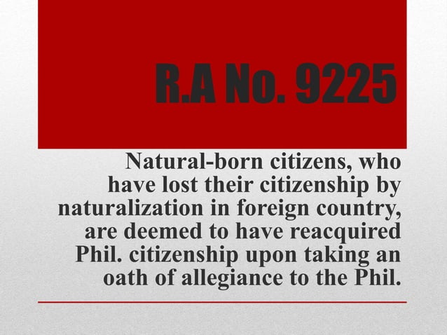 naturalized citizen and natural - born citizen in the Philippines. | PPTX