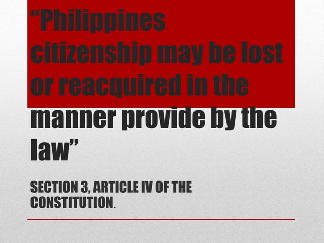 naturalized citizen and natural - born citizen in the Philippines. | PPTX