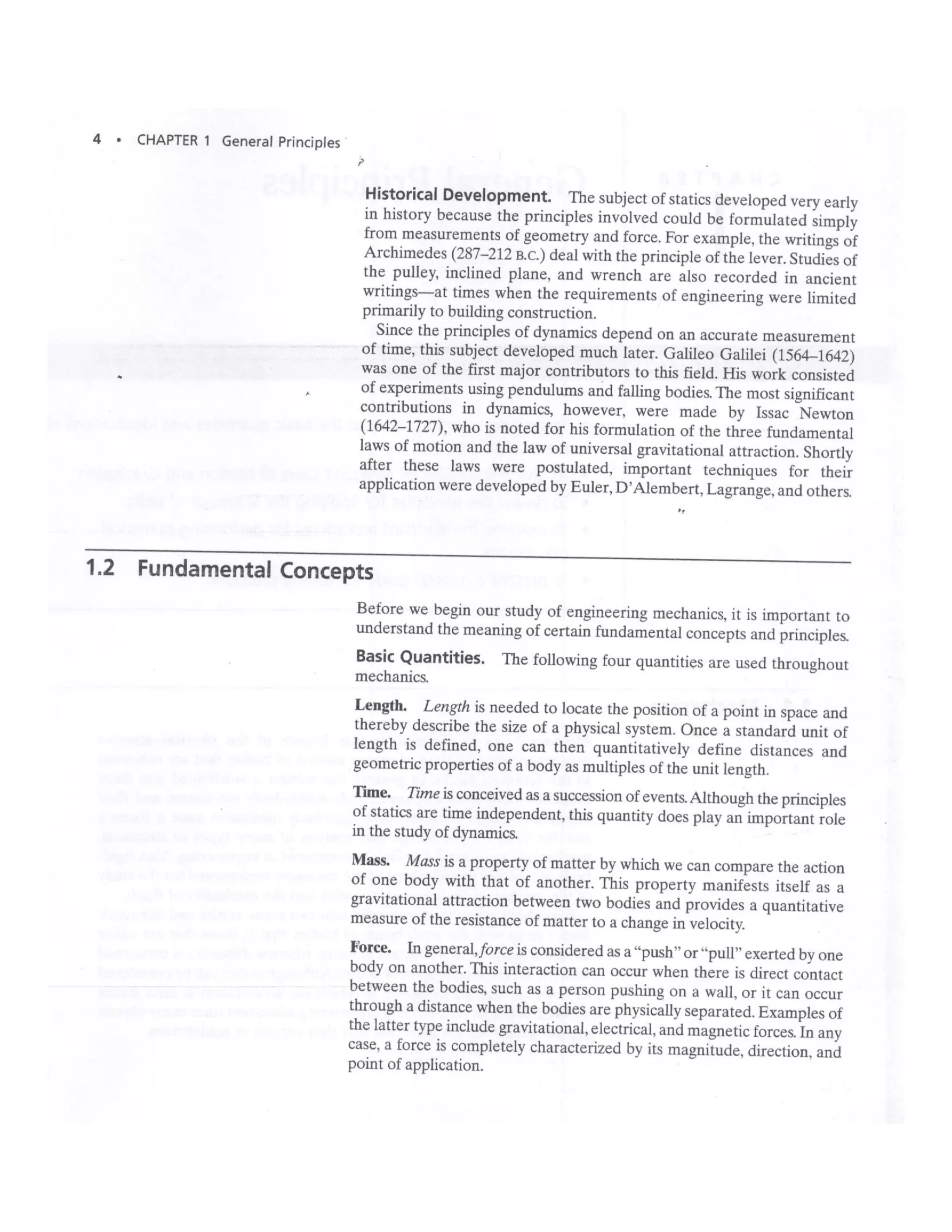 engineering mechanic chapter 1 - basic concepts in statics | PDF