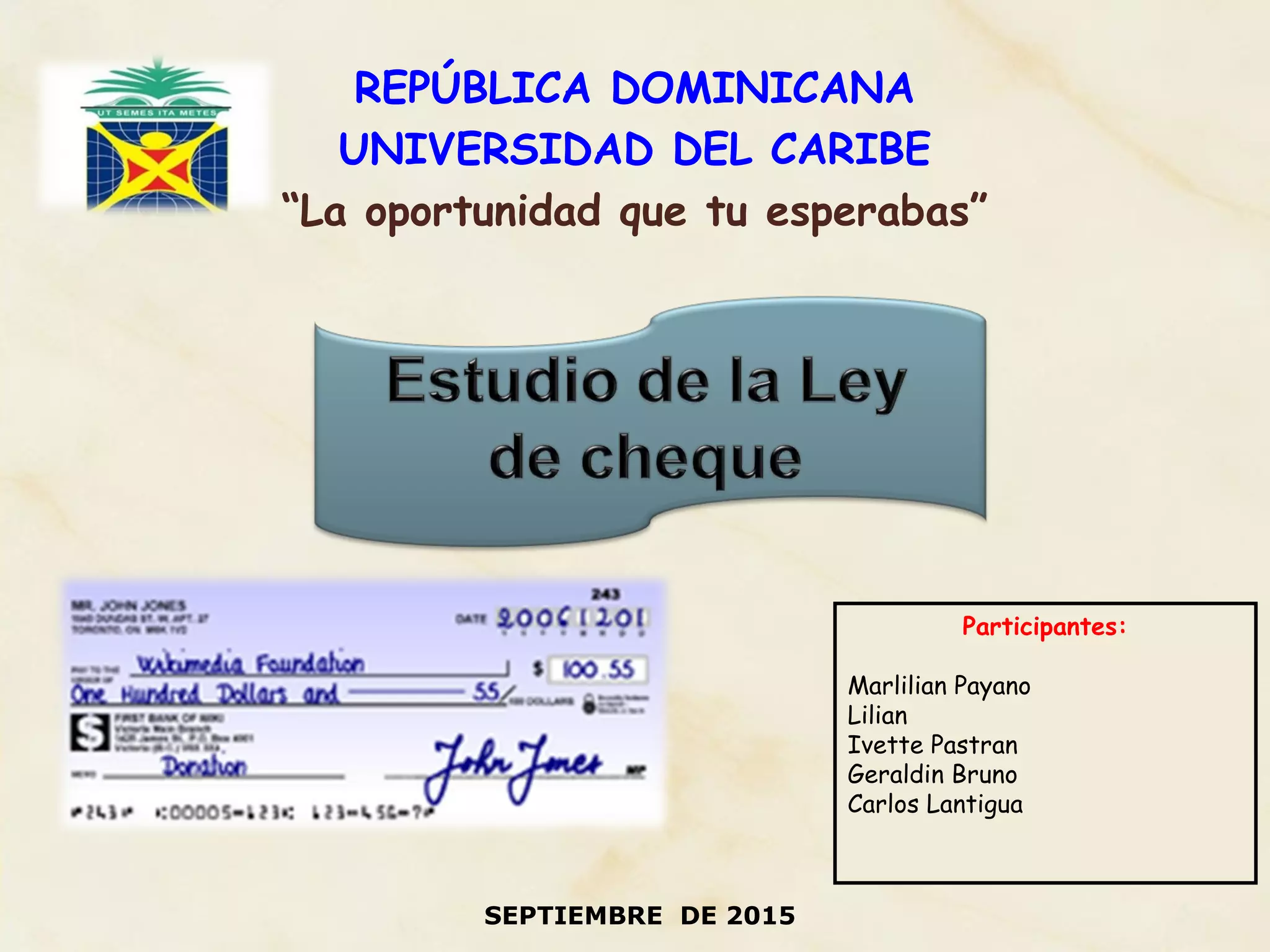 Ley de Cheque en Republica Dominicana | PPT
