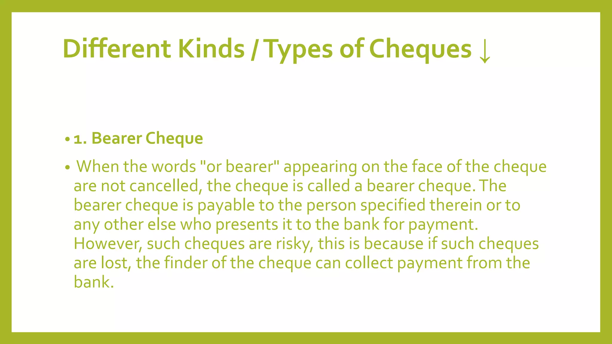 Cheque and its types | PPTX