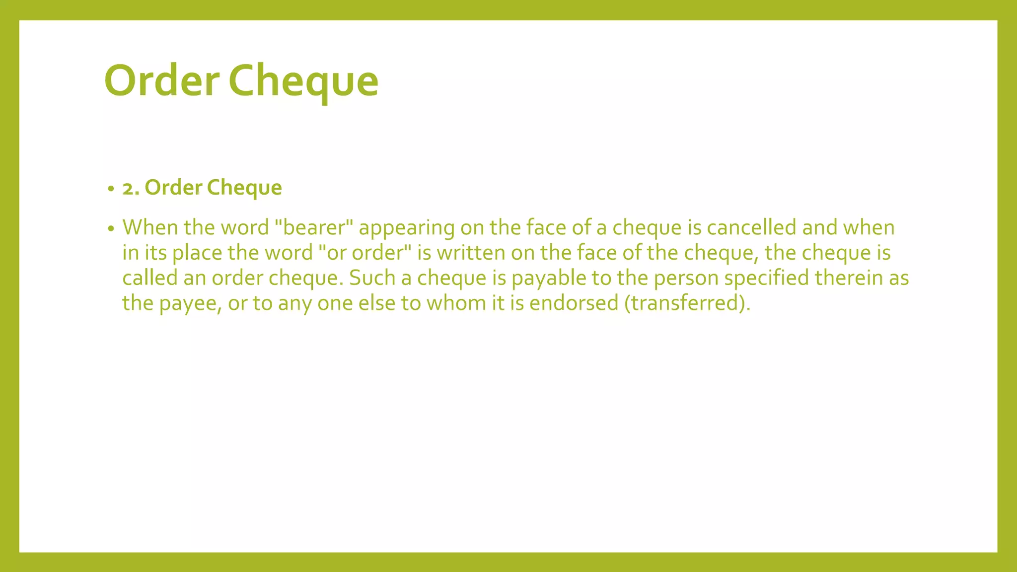 Cheque and its types | PPTX
