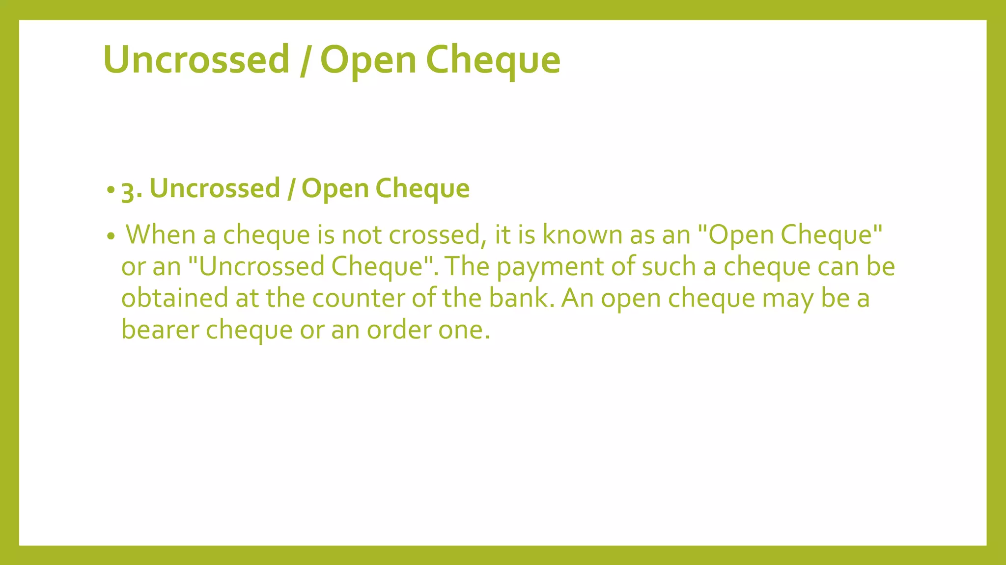 Cheque and its types | PPTX