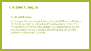 Cheque and its types | PPTX