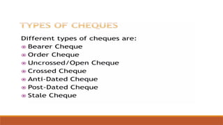 CHEQUE.pptx-MEANING-FEATURES-SPECIMEN-TYPES | PPTX