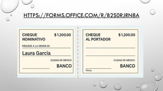 Cheque, Requisitos, tipos, ejemplos y más | PPTX