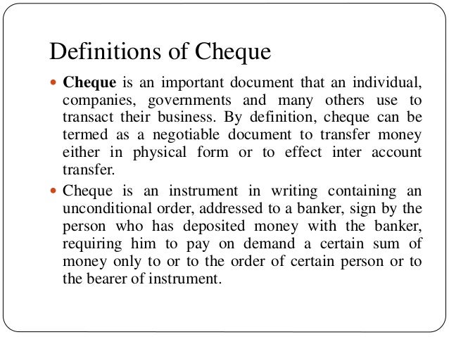Cheque & crossing