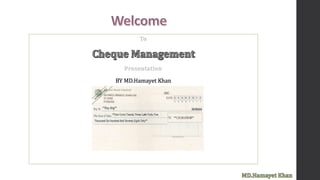 Cheque_Management_2.pptx | Credit Cards | Personal Debt