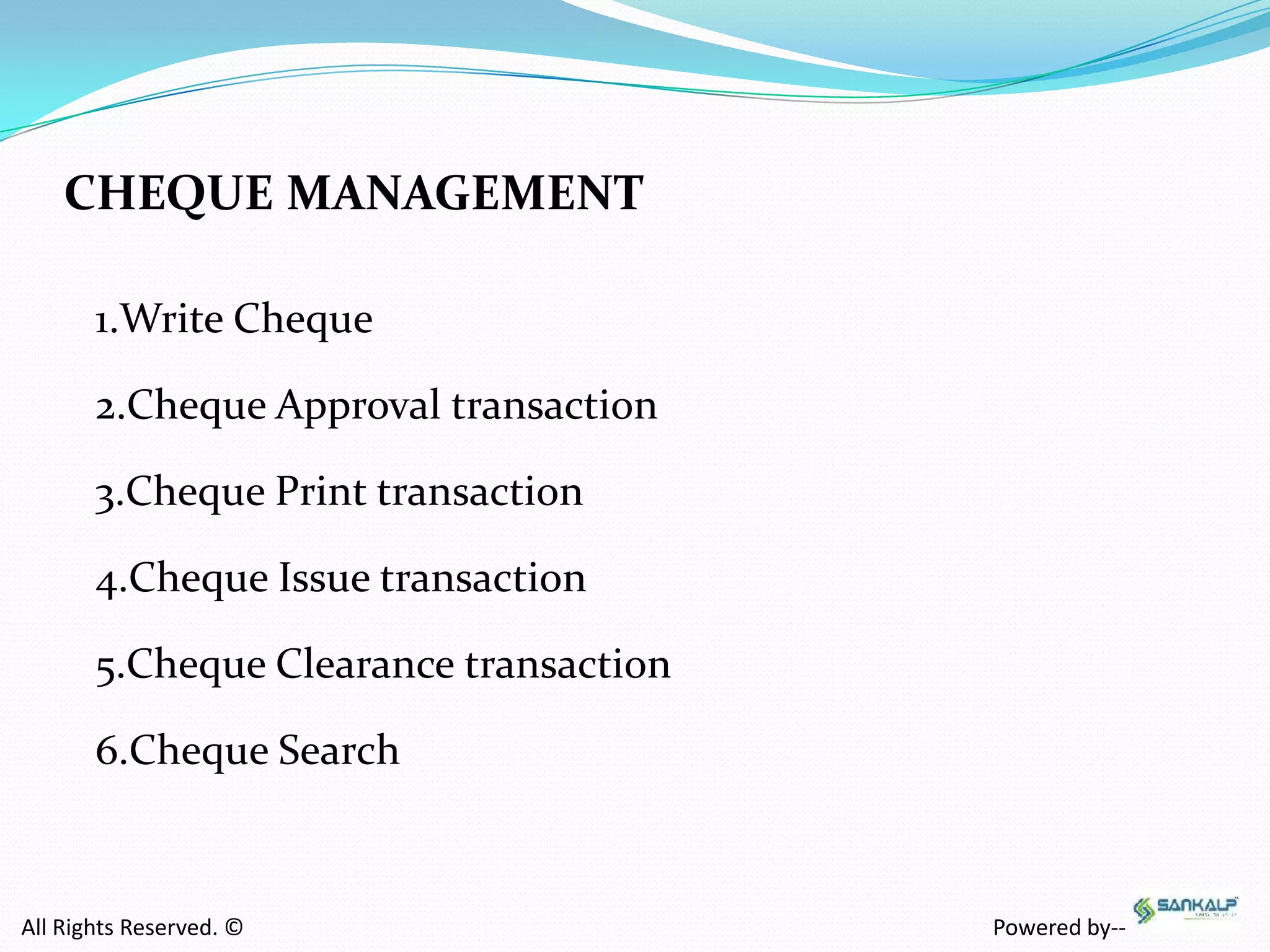 Cheque management software | PPT