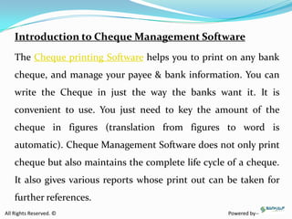 Cheque management software | PPTX