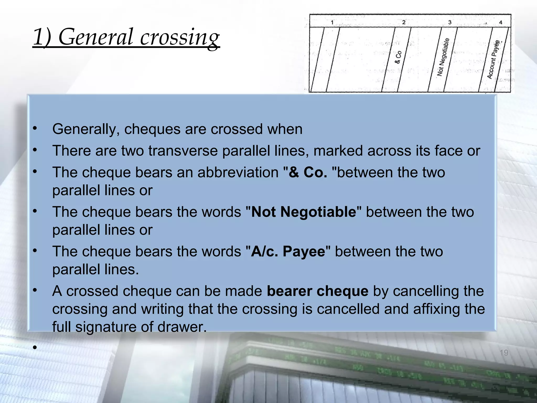 Cheque meaning crossing and types | PPT