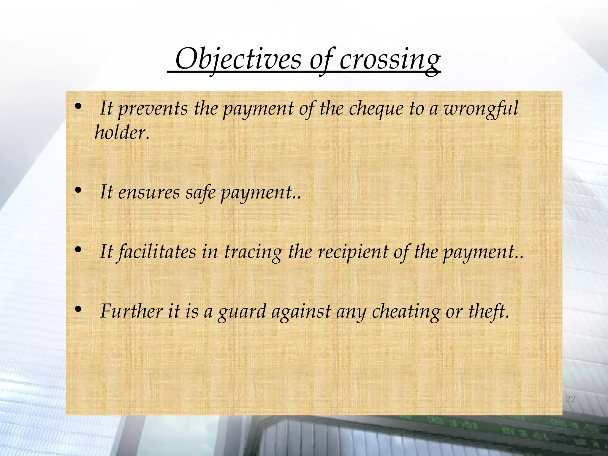 Cheque meaning crossing and types | PPT