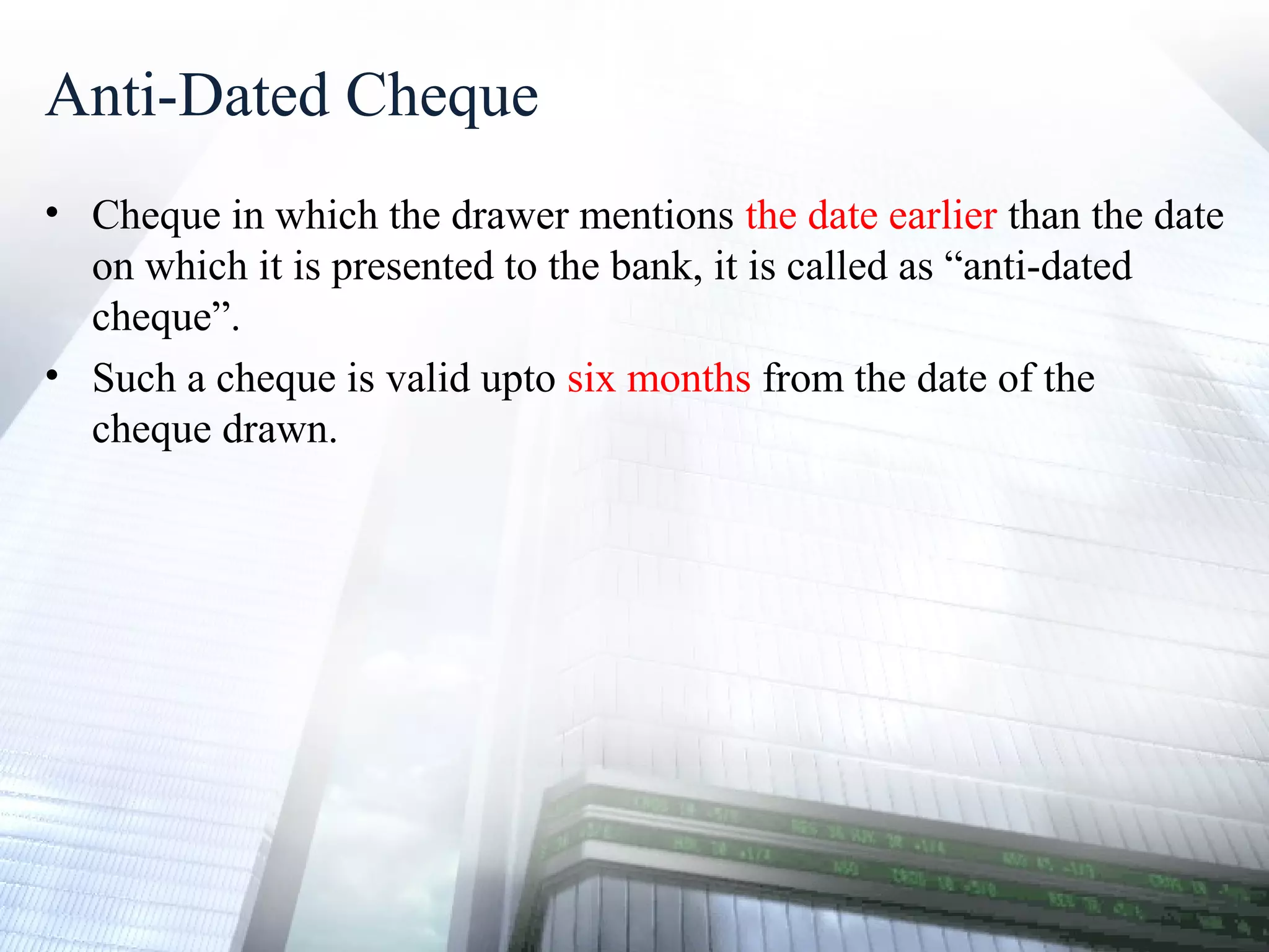 Cheque meaning crossing and types | PPT