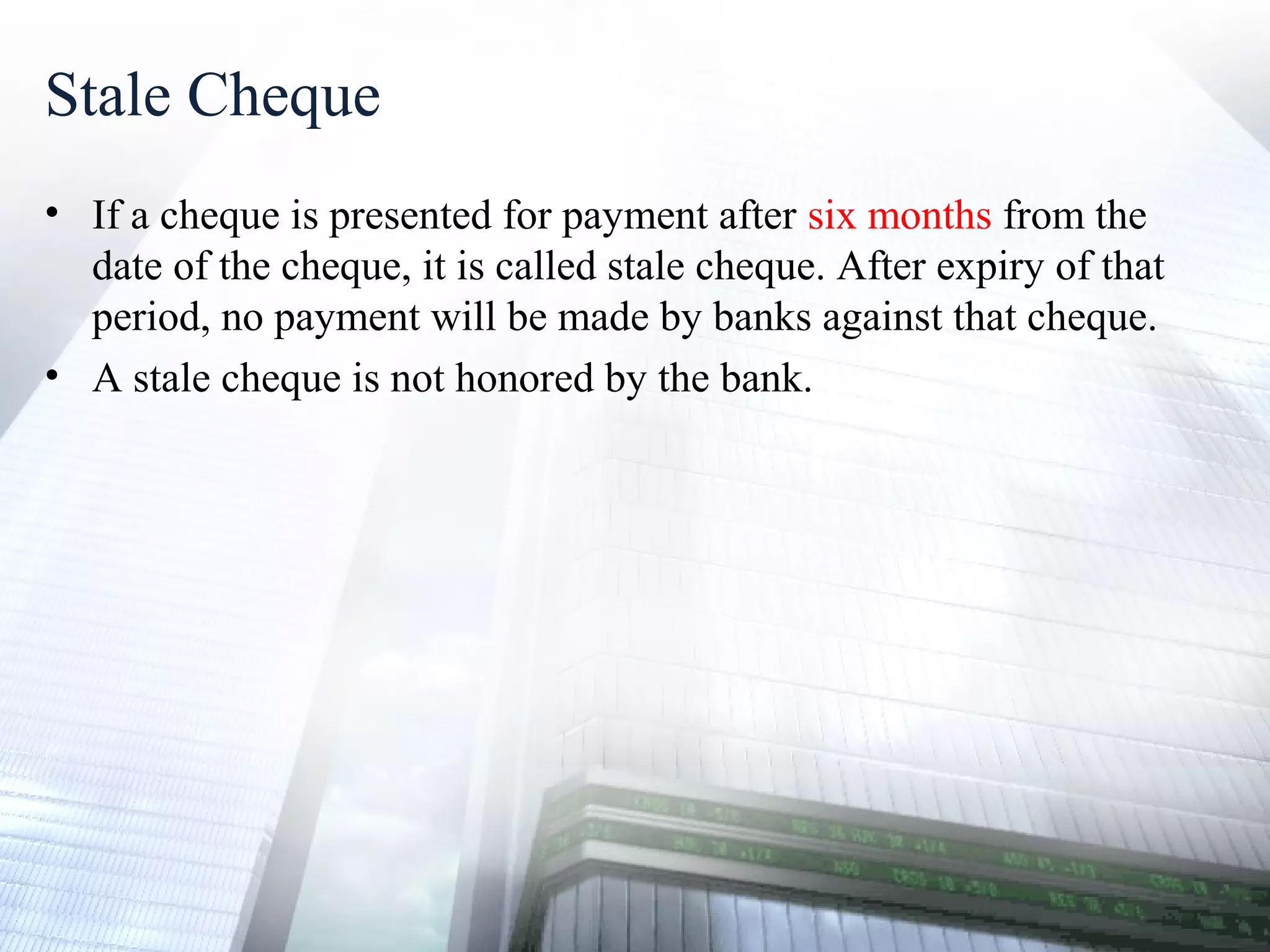 Cheque meaning crossing and types | PPT