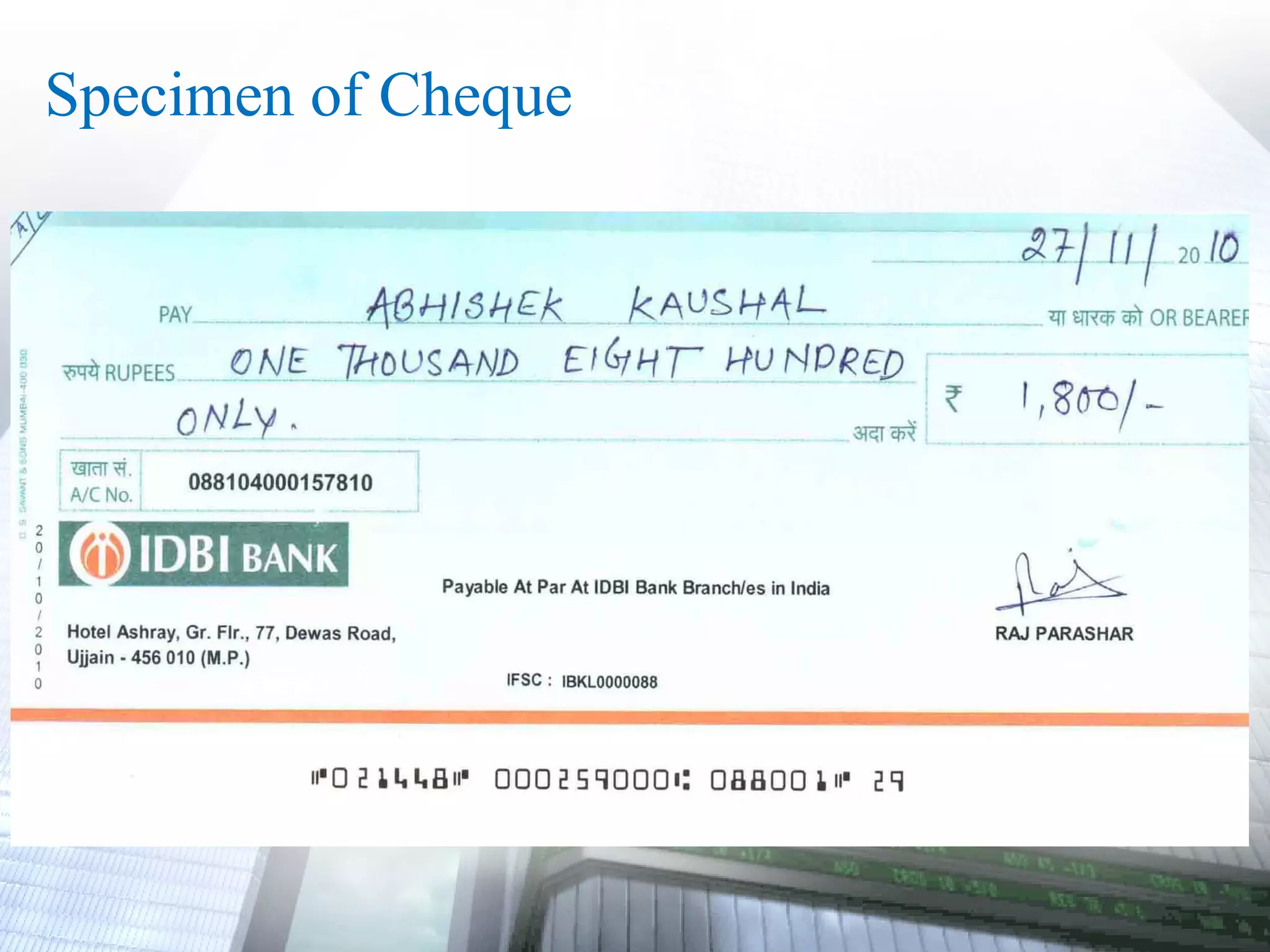 Cheque meaning crossing and types | PPT