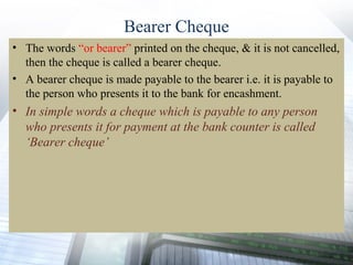 Cheque meaning crossing and types | PPT