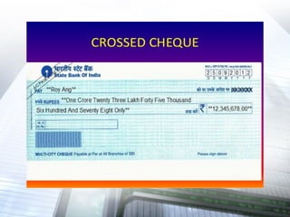 Cheque meaning crossing and types | PPT