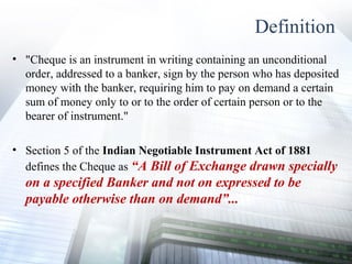 Cheque meaning crossing and types | PPT