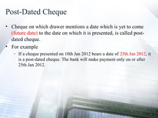 Cheque meaning crossing and types | PPT