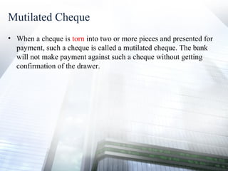 Cheque meaning crossing and types | PPT