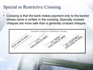 Cheque meaning crossing and types | PPT