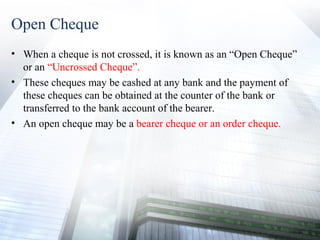 Cheque meaning crossing and types | PPT