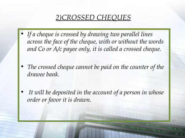 Cheque meaning crossing and types