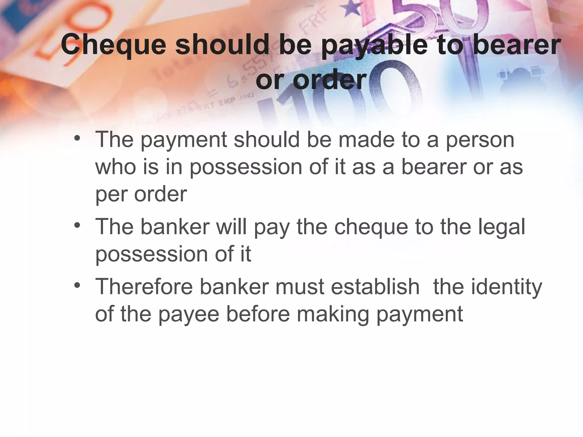Cheque payment or Encashment of Cheque | PPT